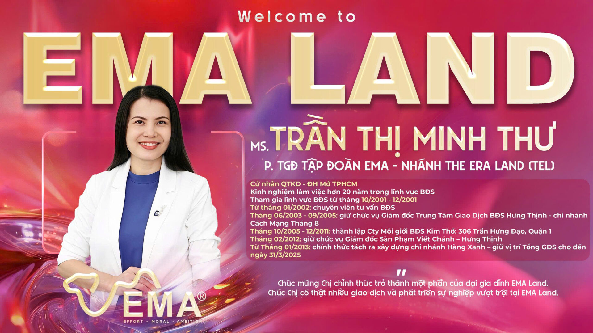 EMA Land Bổ Nhiệm Bà Trần Thị Minh Thư Đảm Nhiệm Chức Vụ Tân Phó Tổng ...